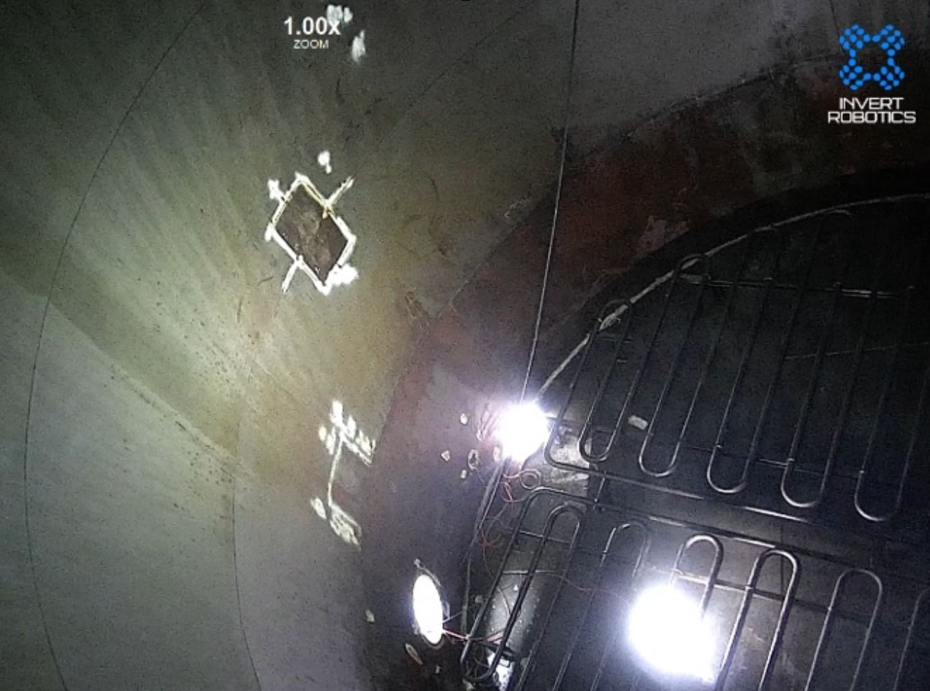 Robotic internal UT B-scans in a resin tank with heating coil - Invert ...